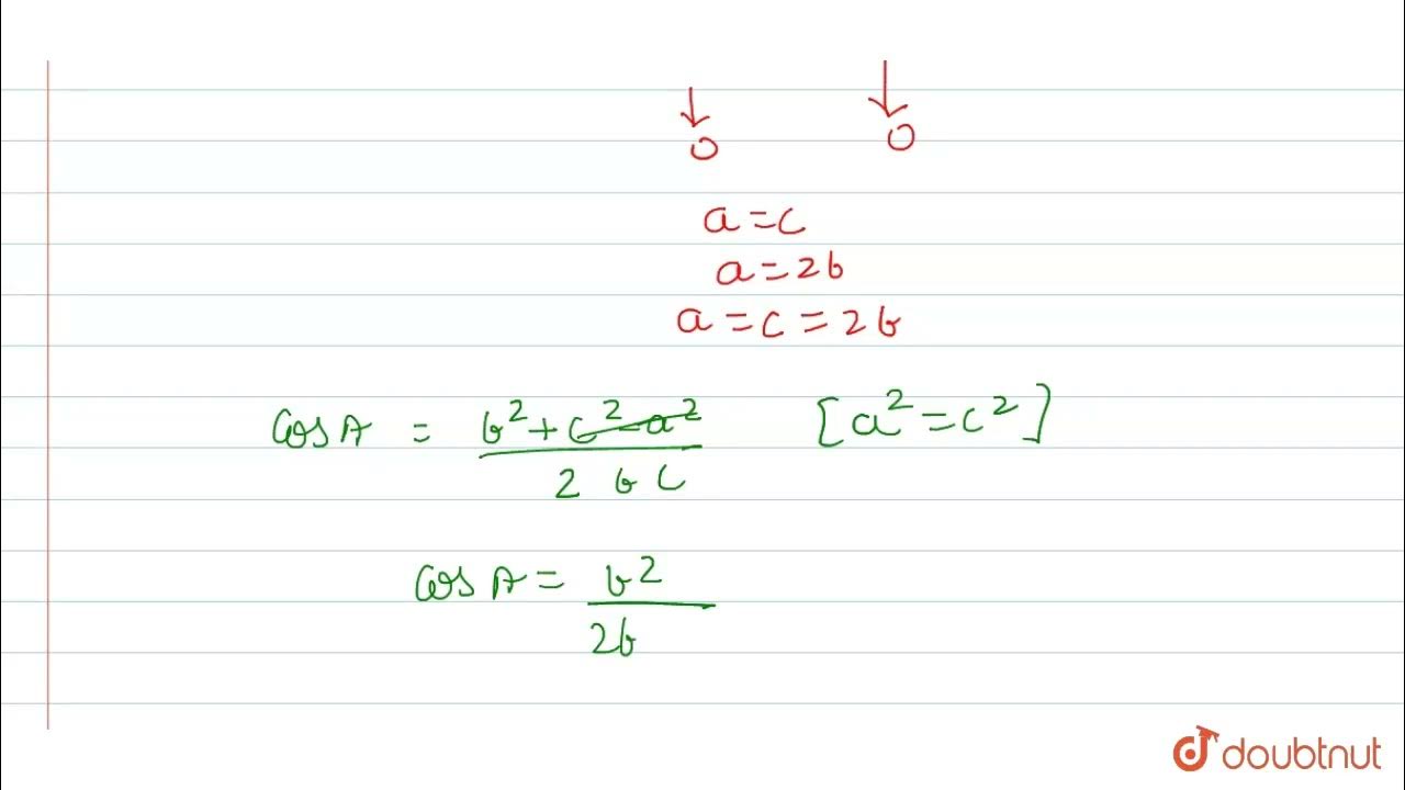 Statement-1: In a !ABC, if 2a^(2)+4b^(2)+c^(2)=4ab+2ac, then cosA=1/4 ...
