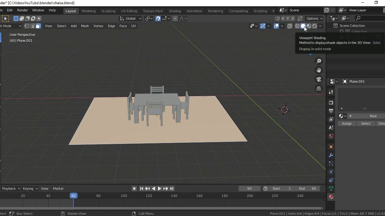 Modélisation et animation d'une table et chaises avec Blender 2.82.Niveau débutant.[Partie6 ...