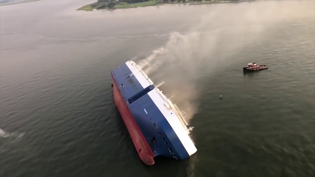 MV Golden Ray vehicle carrier Golden Ray capsizes, four crewmembers ...