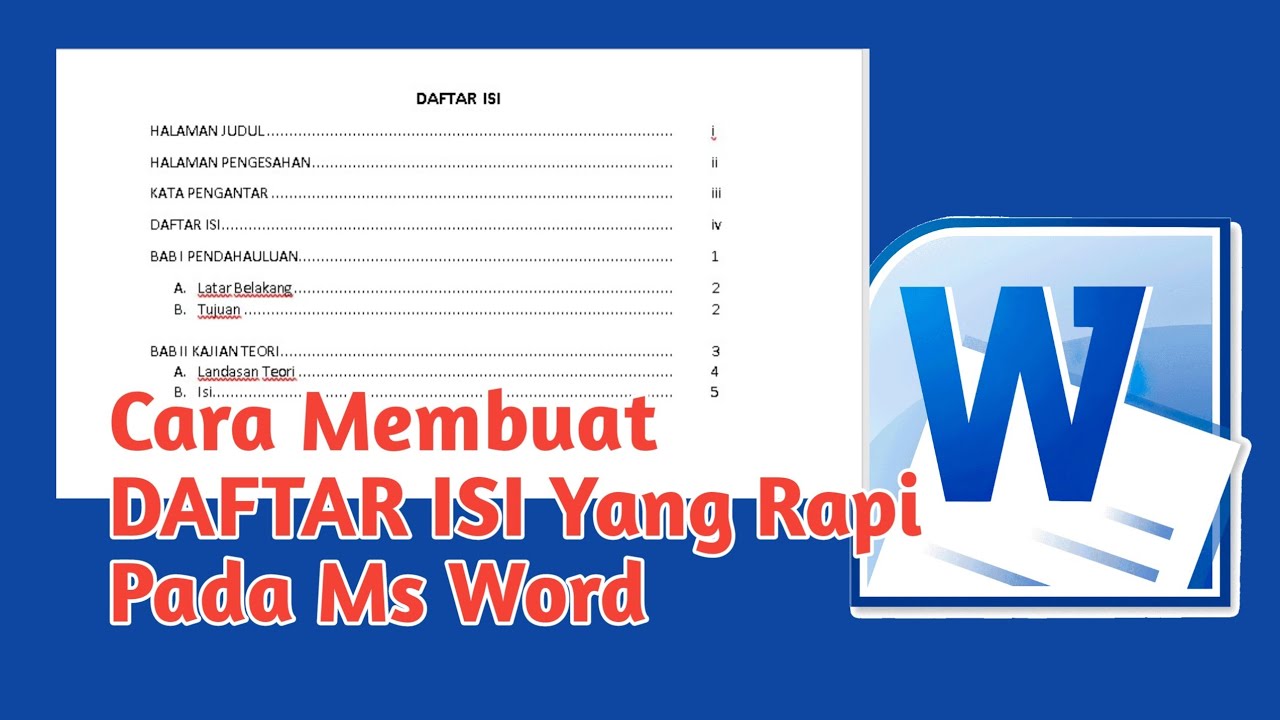 CARA MUDAH DAN CEPAT MEMBUAT DAFTAR ISI YANG RAPI DI MS WORD||TIPS MS ...