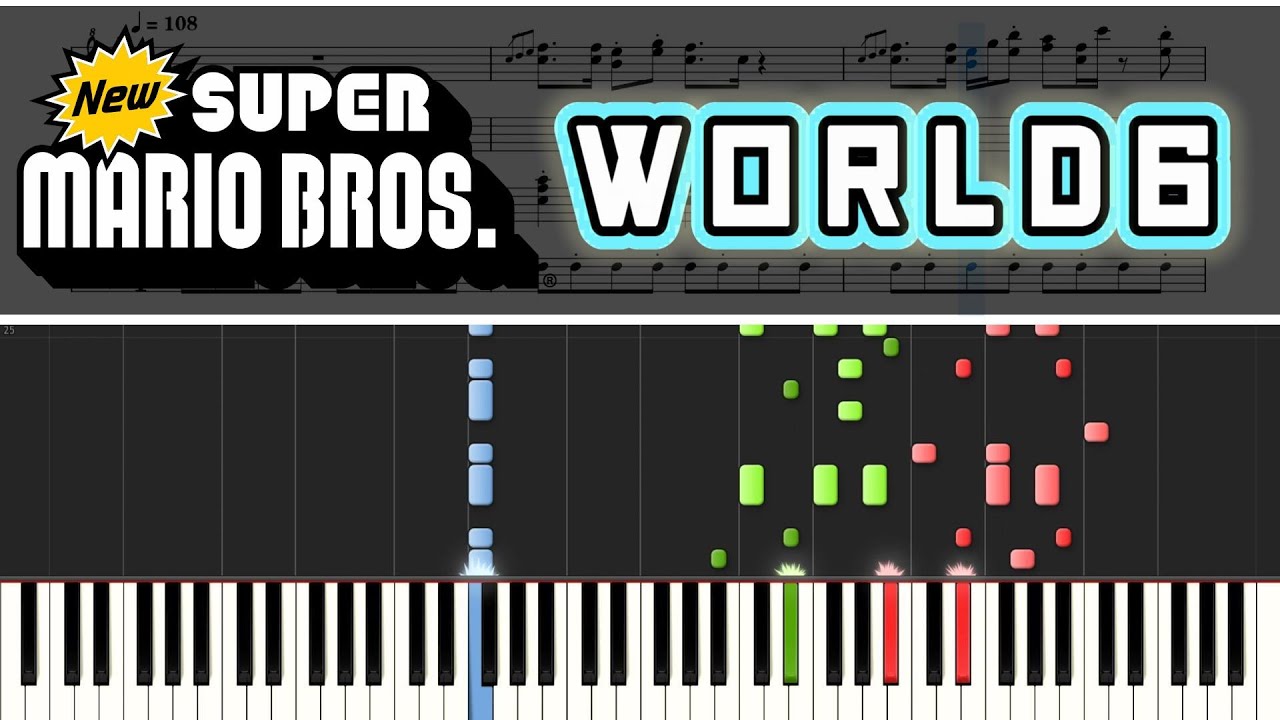 【マリオDS】 World6 BGM ピアノ連弾 楽譜 New Super Mario Bros. Piano duet Sheet ...