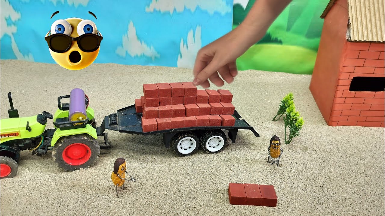 🚜 Tractor Loading 🧱 Bricks || School Science project || Tractor Video ...
