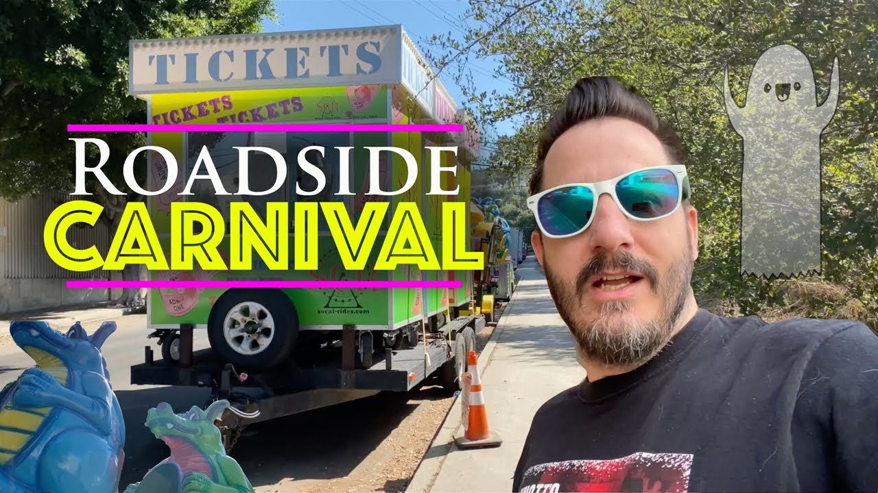 Roadside Carnival Packed Up and Ready Move - Rides, Ticket Booths, and ...
