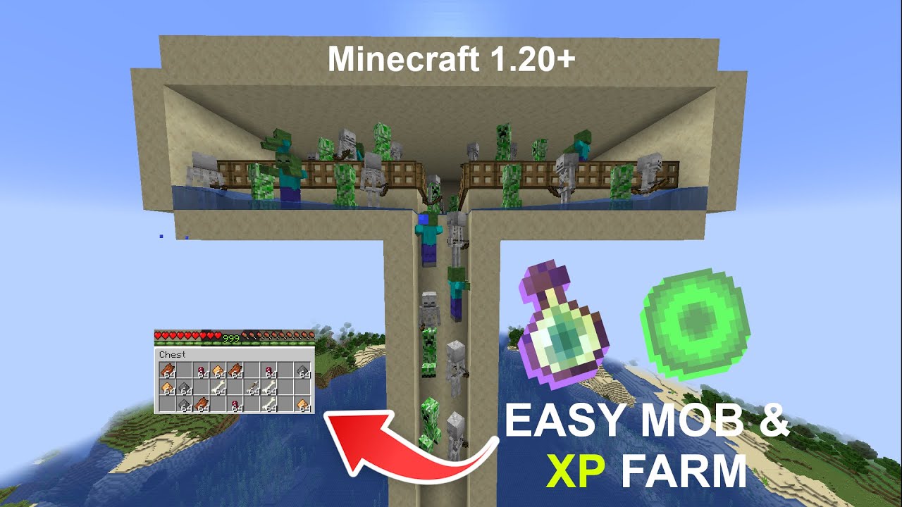 Minecraft Tutorial: Easy Mob & XP Farm! 1.20 (Without Mob Spawner ...