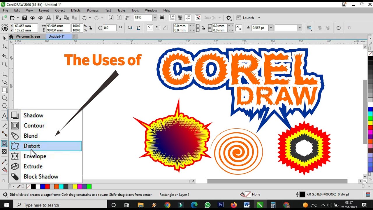 Creating Effects Using Distortion Tool in Corel Draw / Corel Draw ...