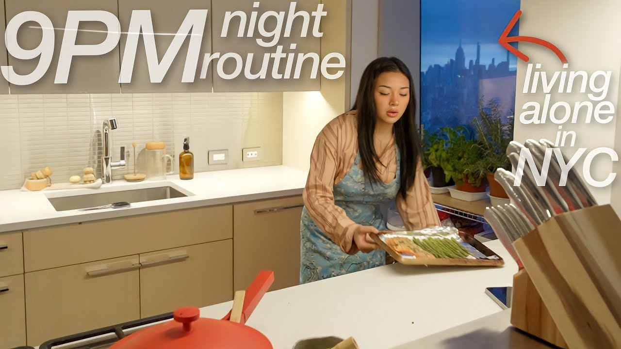 my 9PM night routine living alone in NYC - YouTube
