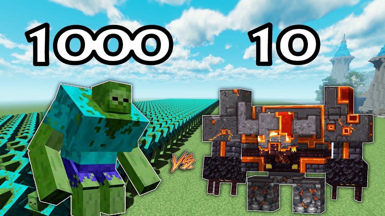 1000 Mutant Zombies Vs 10 Netherite Monstrosity | Minecraft | - YouTube