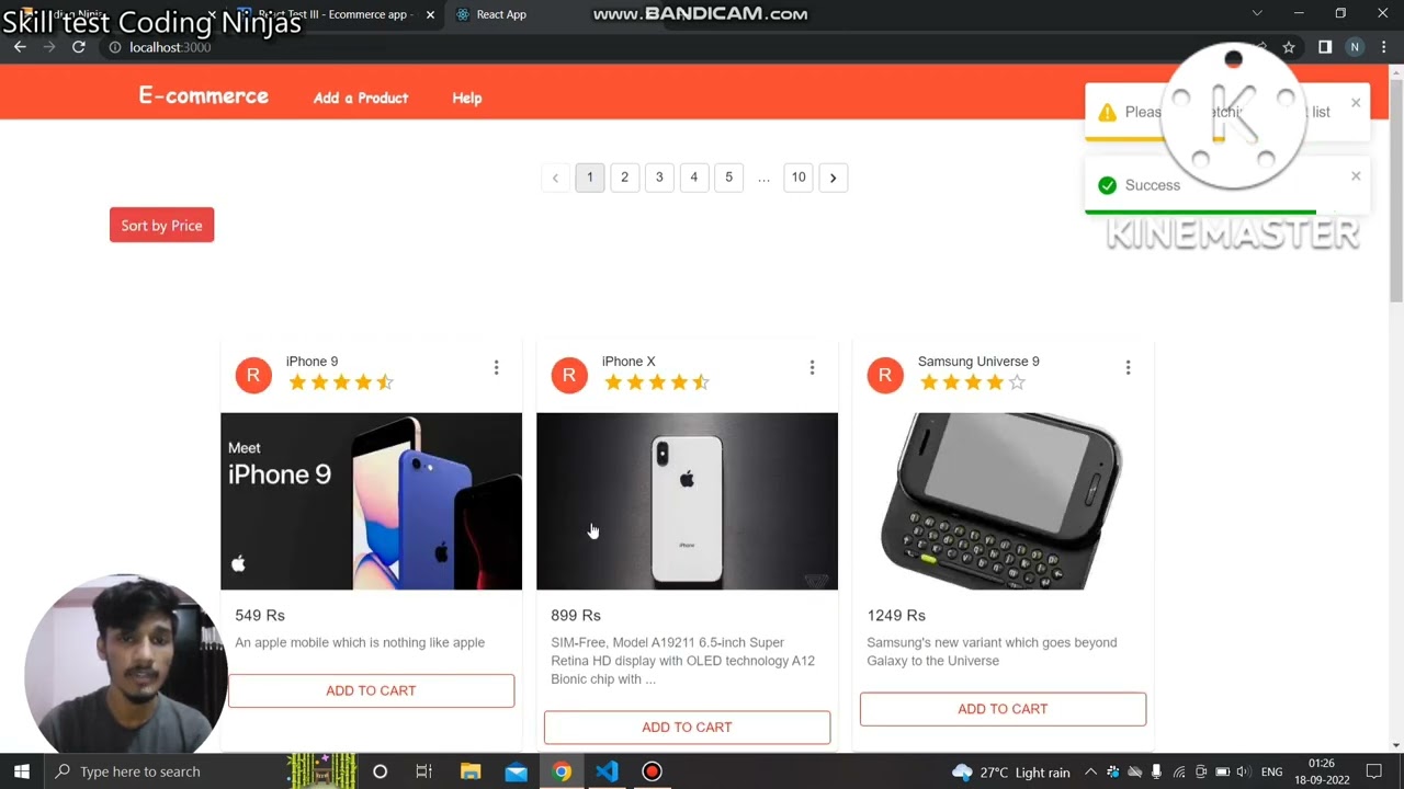 E Commerce React Website Coding Ninjas Skill Test Youtube