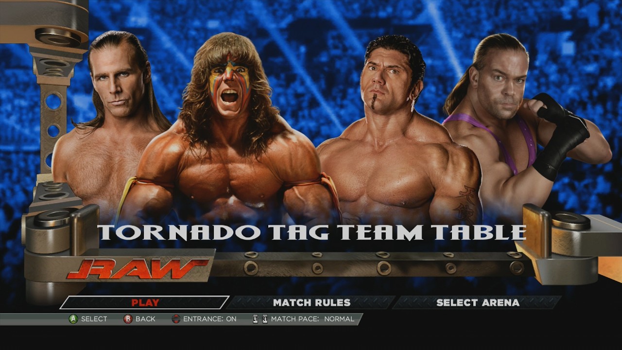 WWE 2K15: SHAWN MICHAELS & ULTIMATE WARRIOR VS. BATISTA & RVD - TORNADO ...