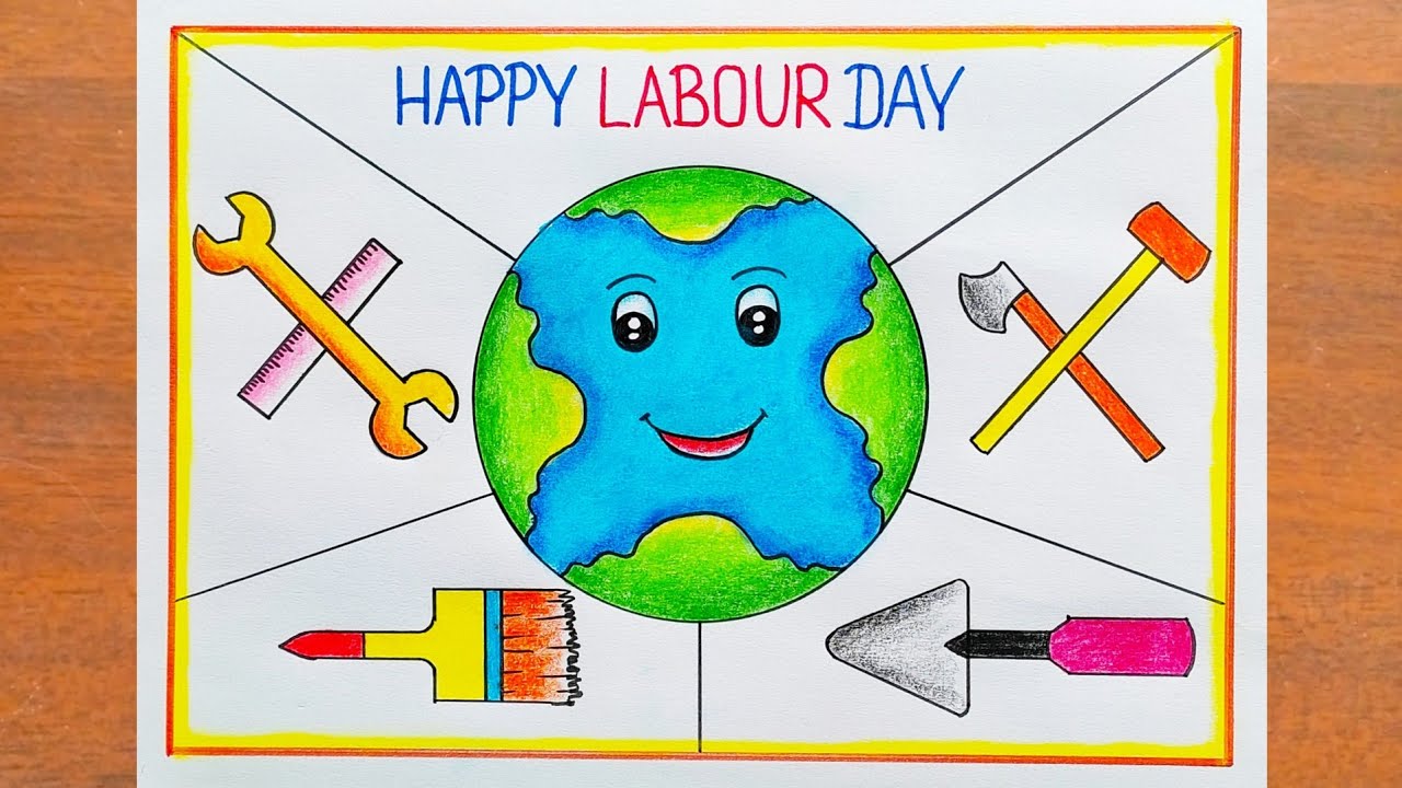 Labour Day Drawing / World Labour Day Poster Drawing Easy Step by Step ...