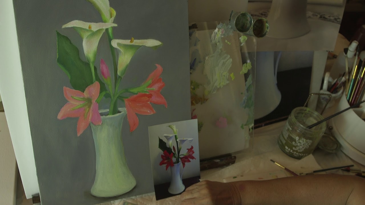 Lilies oil painting Part 4 - YouTube