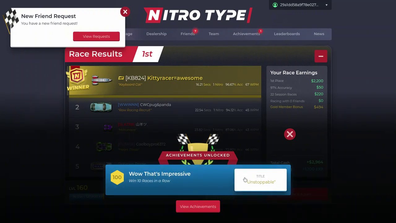 Winning 10 races in a row! Nitro Type! - YouTube