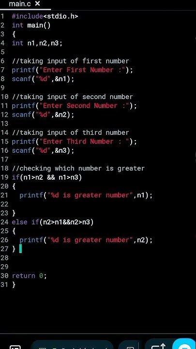 Check Greater Number between Three Numbers Program in C Language - YouTube