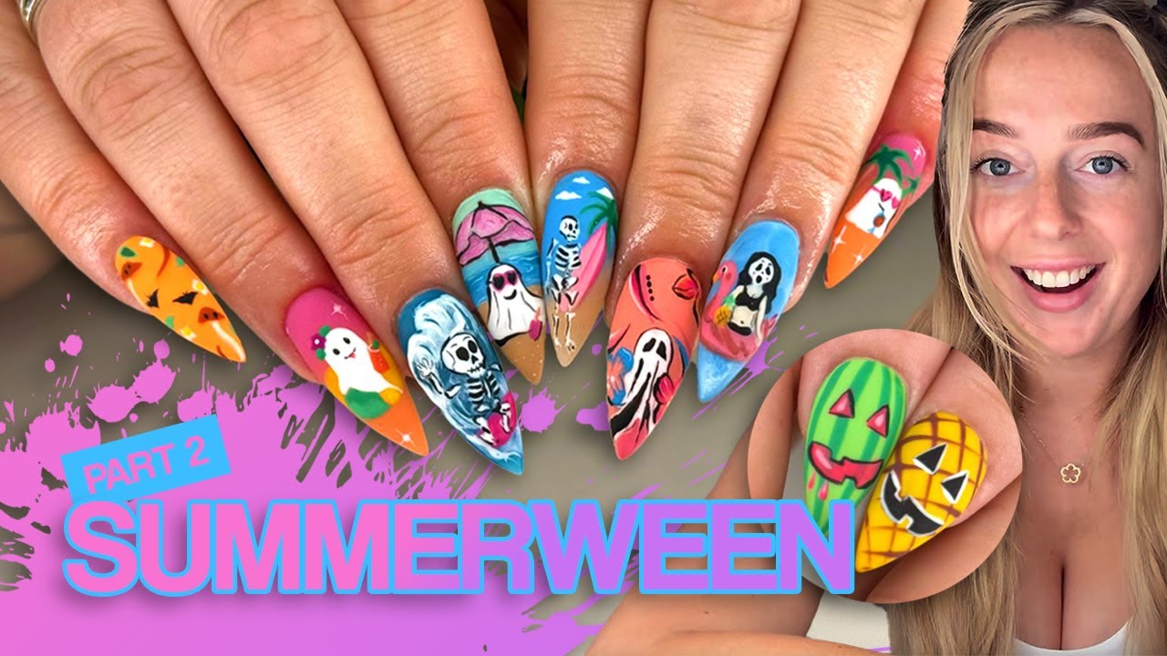 Summerween Themed Nail Art Tutorial - Part Two 🍦🎃 - YouTube