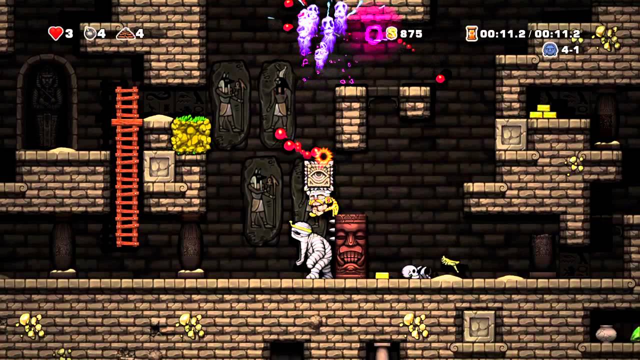 Spelunky Clumsy Anubis Kill - YouTube
