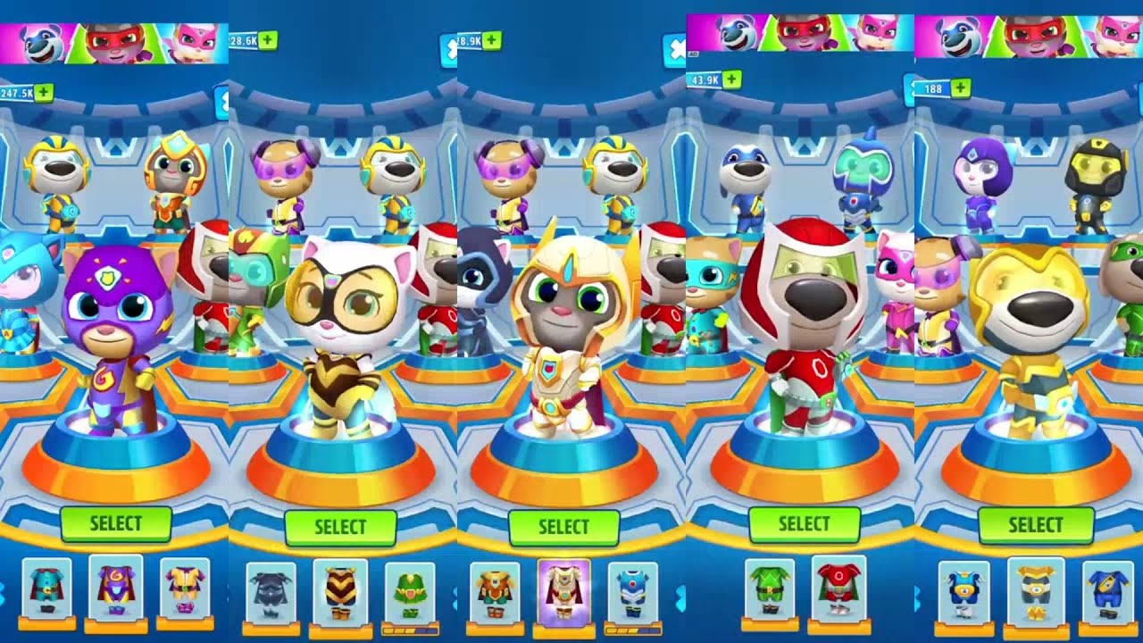 Talking Tom Hero Dash Mighty Ginger vs Queen Bee Angela vs Titanium Tom ...