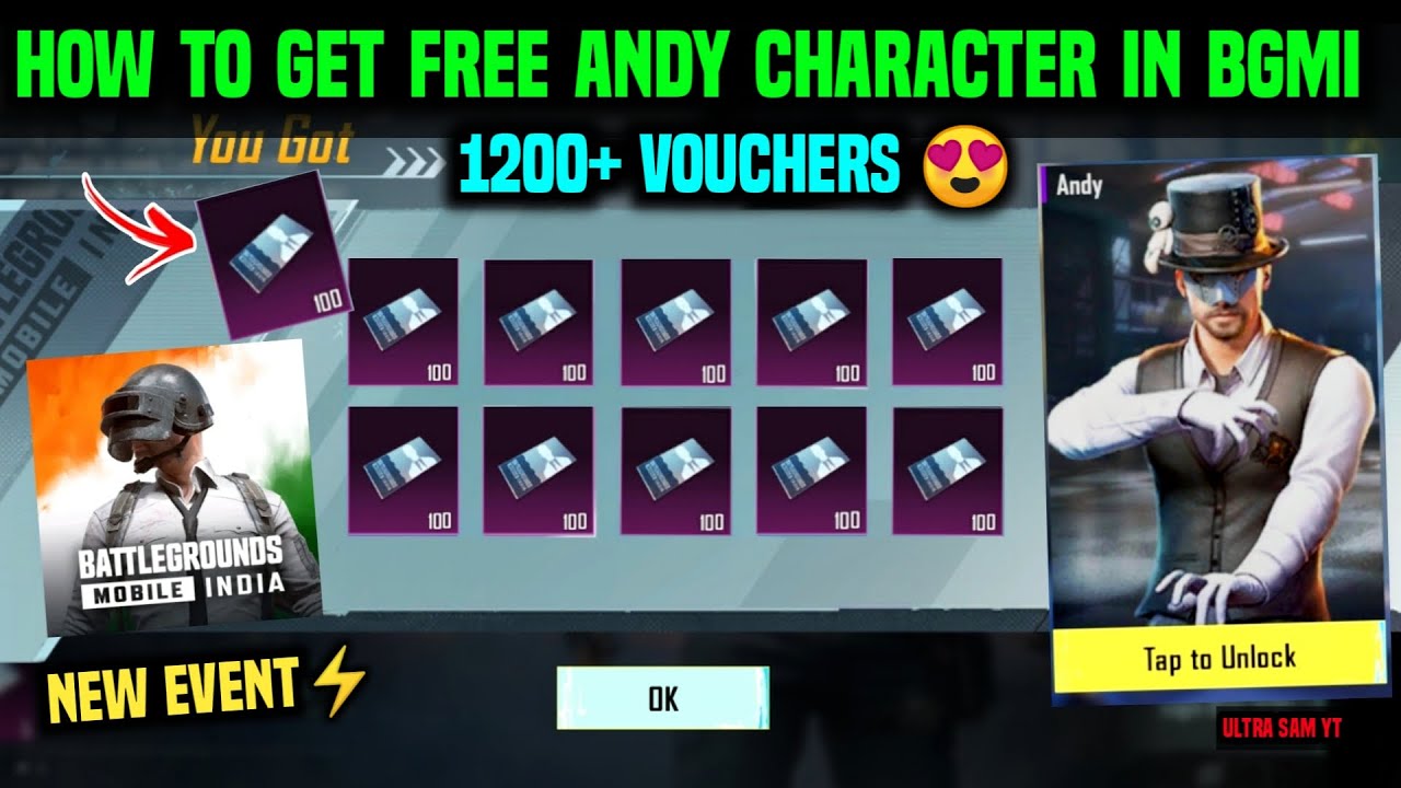 GET FREE ANDY CHARACTER BGMI | FREE CHARACTER VOUCHER EVENT | WEEK 3 ...
