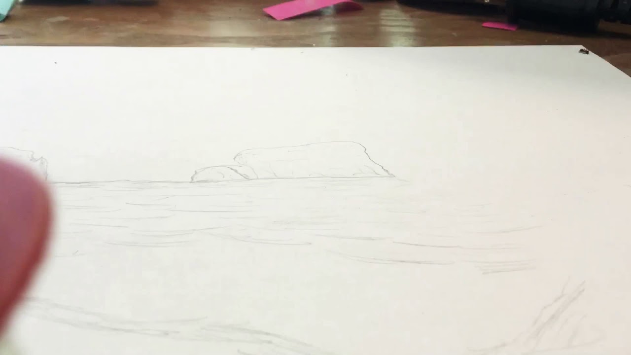 Ocean landscape drawing - YouTube