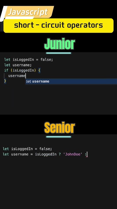 Junior VS Senior Developer: Short-circuit operators🤓💻 #developerlife #javascript #shortcircuit ...