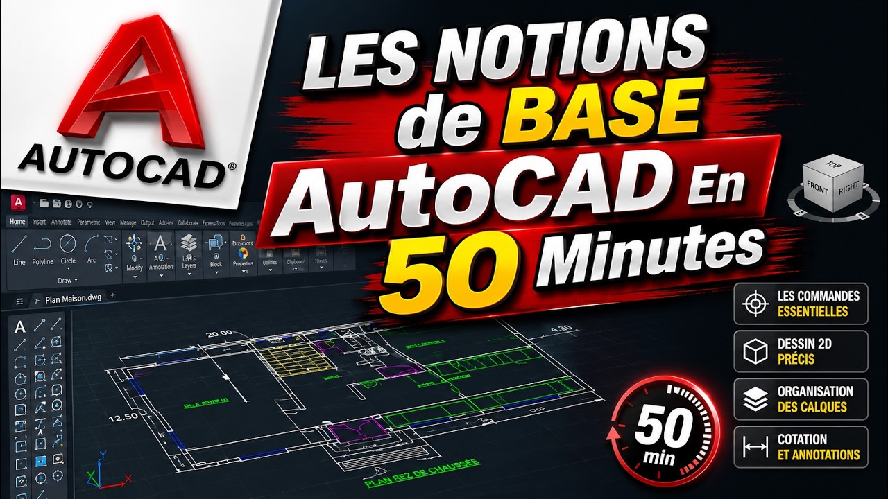 Les Notions de Base AUTOCAD En 50 Minutes #btp #géniecivil - YouTube