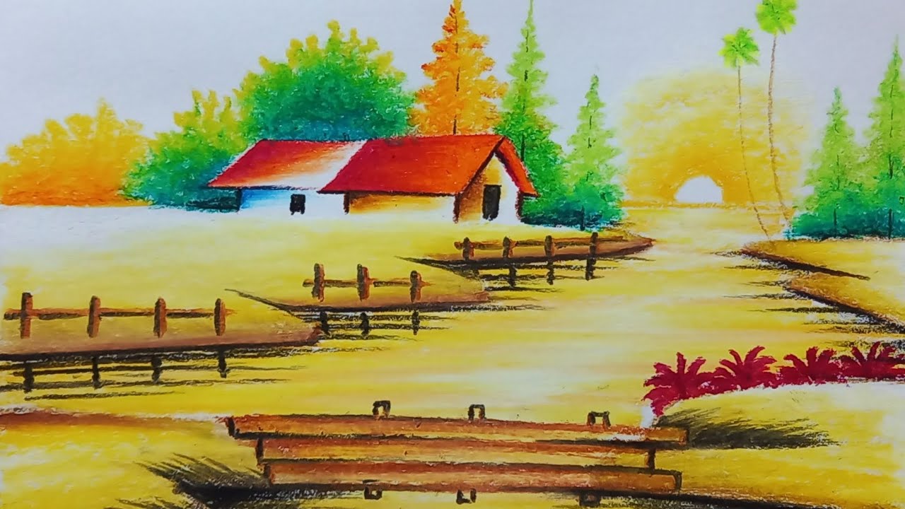 Beautiful landscape drawing for beginners/Beautiful landscape drawing ...