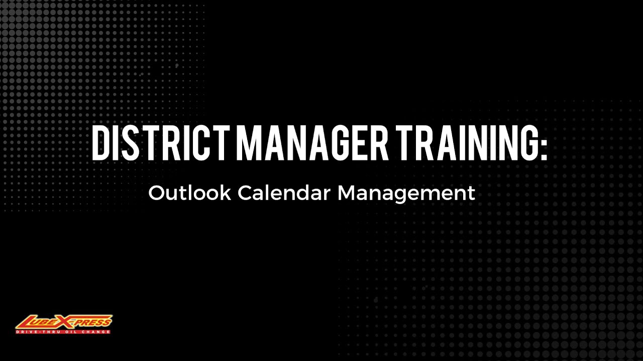 District Manager Training : Outlook Calendar - YouTube