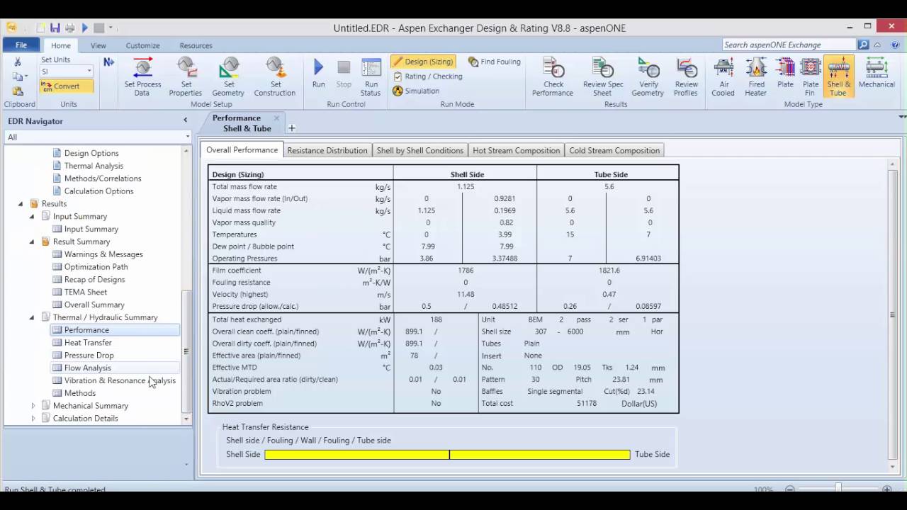 water &R134a shell&tube HX aspen EDR - YouTube