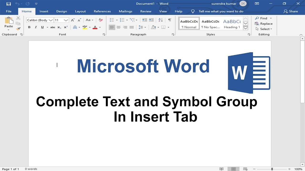 How to use text and symbols group in insert tab || Microsoft Word - YouTube