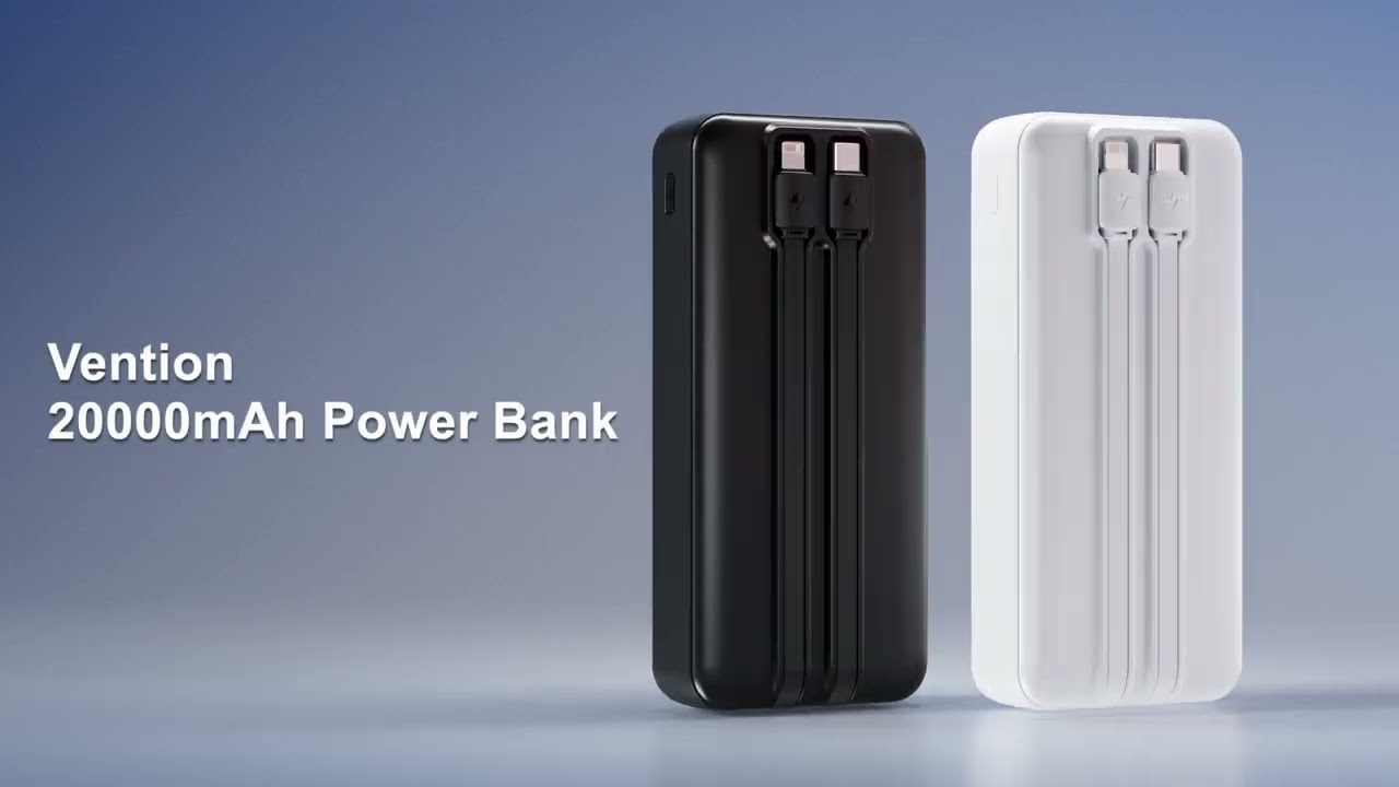 20000mAh Power Bank with Built-in USB-C and Lightning Cables 22.5W ...