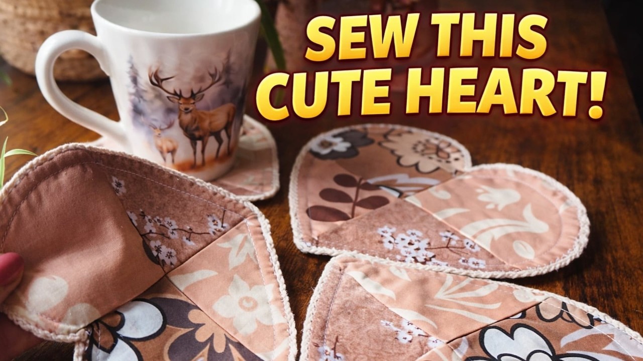 How to Sew a Heart-Shaped Mug Rug | Scrap Fabric Sewing Tutorial (Beginner Friendly) - YouTube