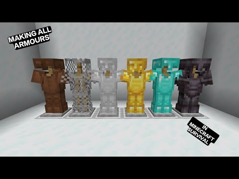 MAKING ALL TYPES OF ARMOUR IN MINECRAFT SURVIVAL ll Minecraft Survival ...
