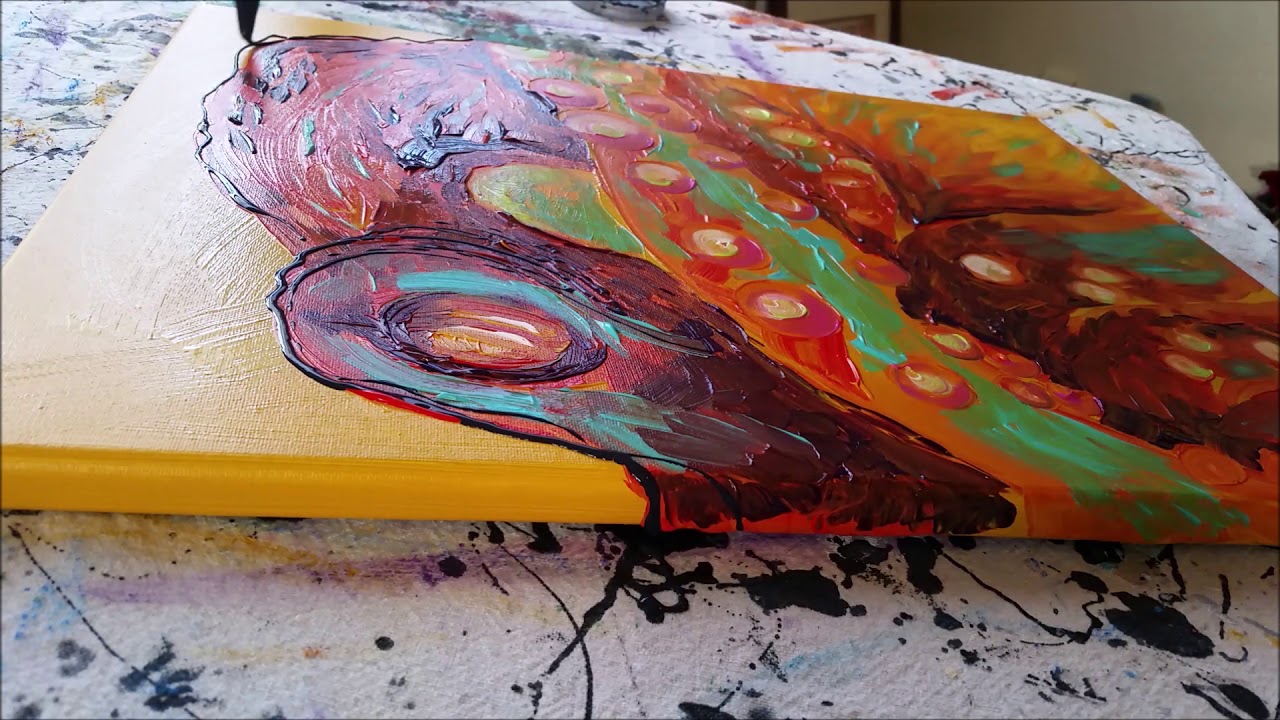 Orange Octopus Drip Painting by Whitney LaRene - YouTube