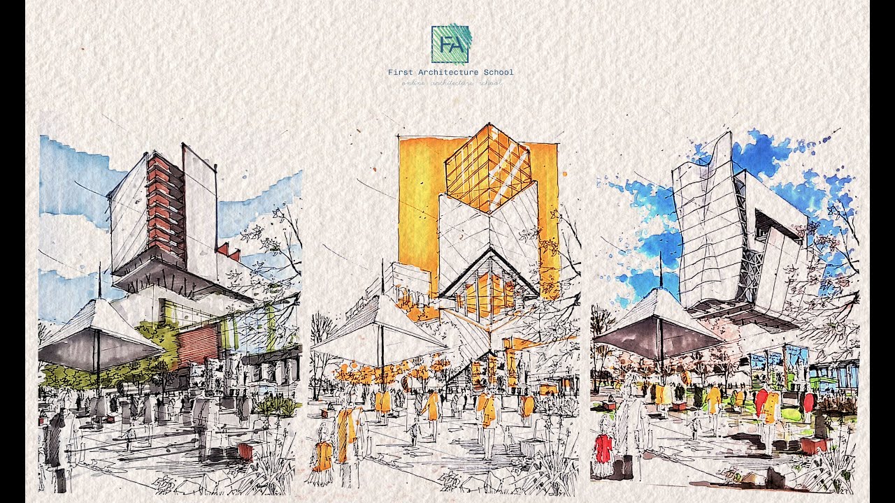 Architectural Concept Sketches School 10 DESIGN QIANJIANG NEW CITY