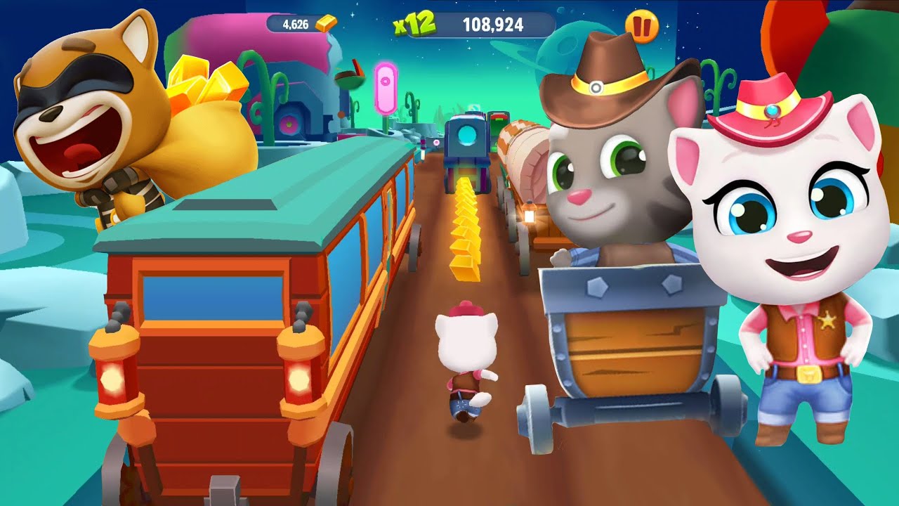 Talking Tom Gold Run - Cowboy Tom vs Cowboy Angela in Wacky Planet ...