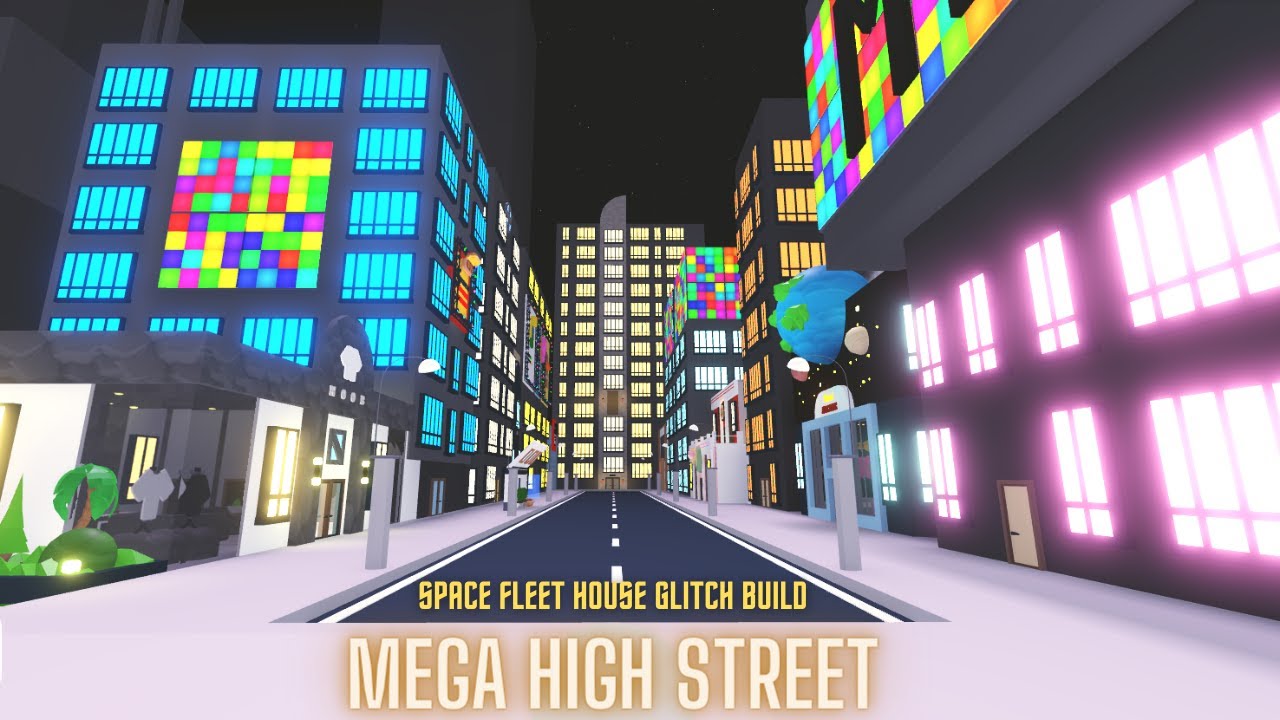 MEGA HIGH STREET 🌆 Adopt me Glitch Build Tour | Space Fleet House Adopt ...
