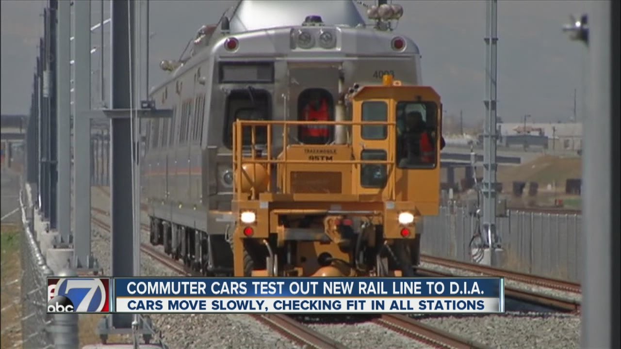 Commuter cars test out new rail line to DIA - YouTube