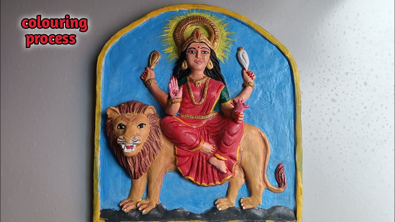 Sherawali mata coloring process.🎨🖌️sanjhi mata par coolers kaise kare ...