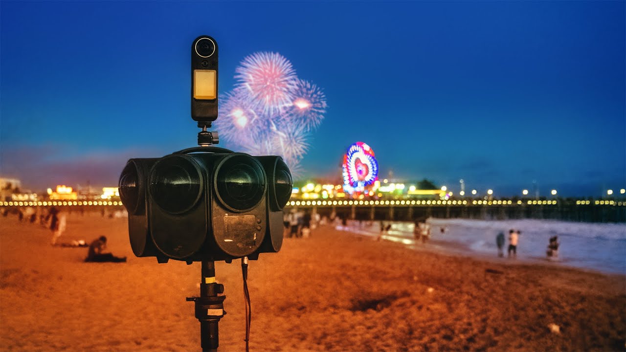 12K 3D 360° Fireworks at Santa Monica Beach | Kandao Obsidian Pro Low ...