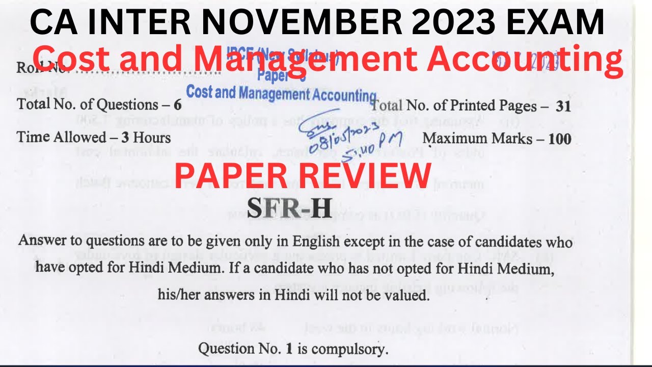 CA INTER Paper-3: Cost and Management Accounting REVIRW) CA INTER ...