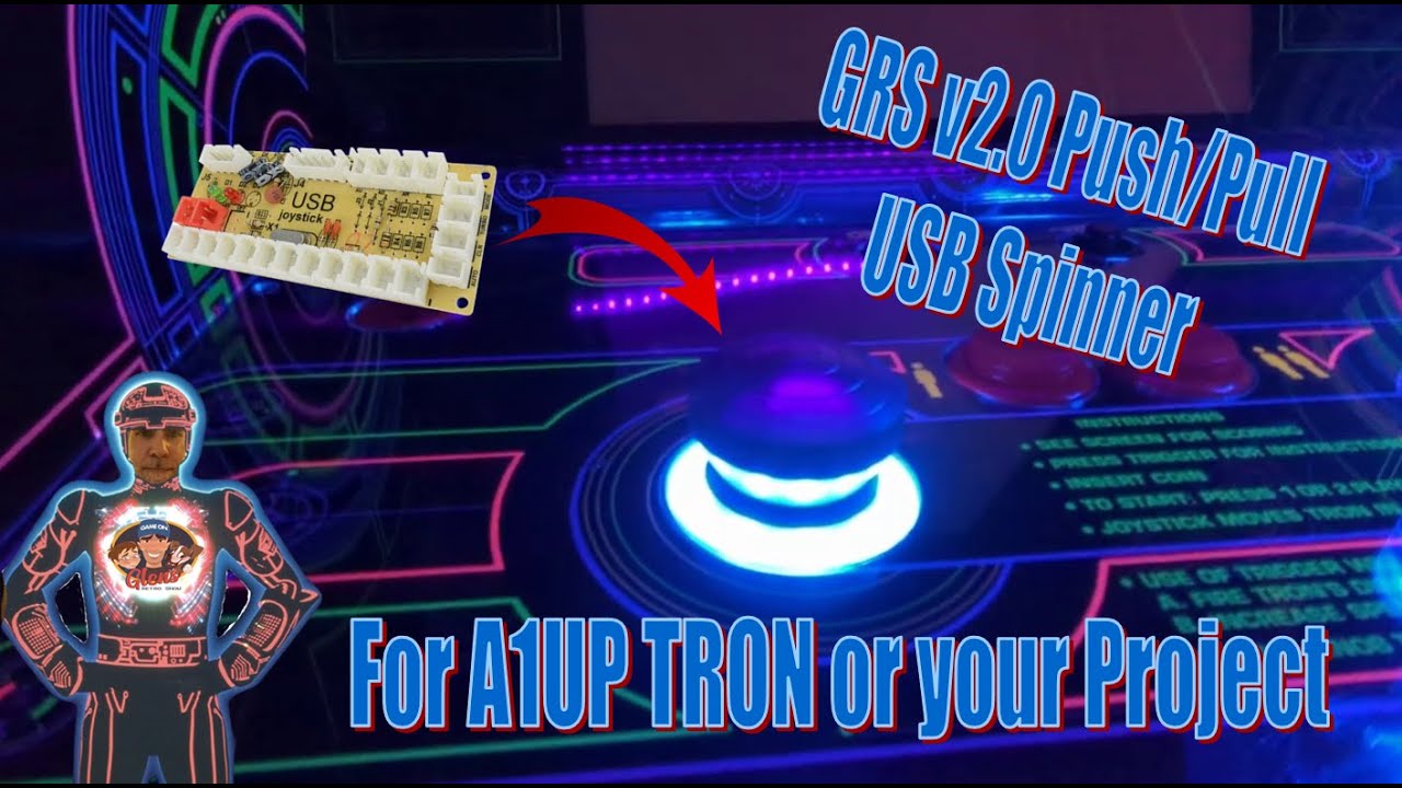 GRS v2.0 Push Pull Spinner Arcade 1UP Tron Combatable. - YouTube