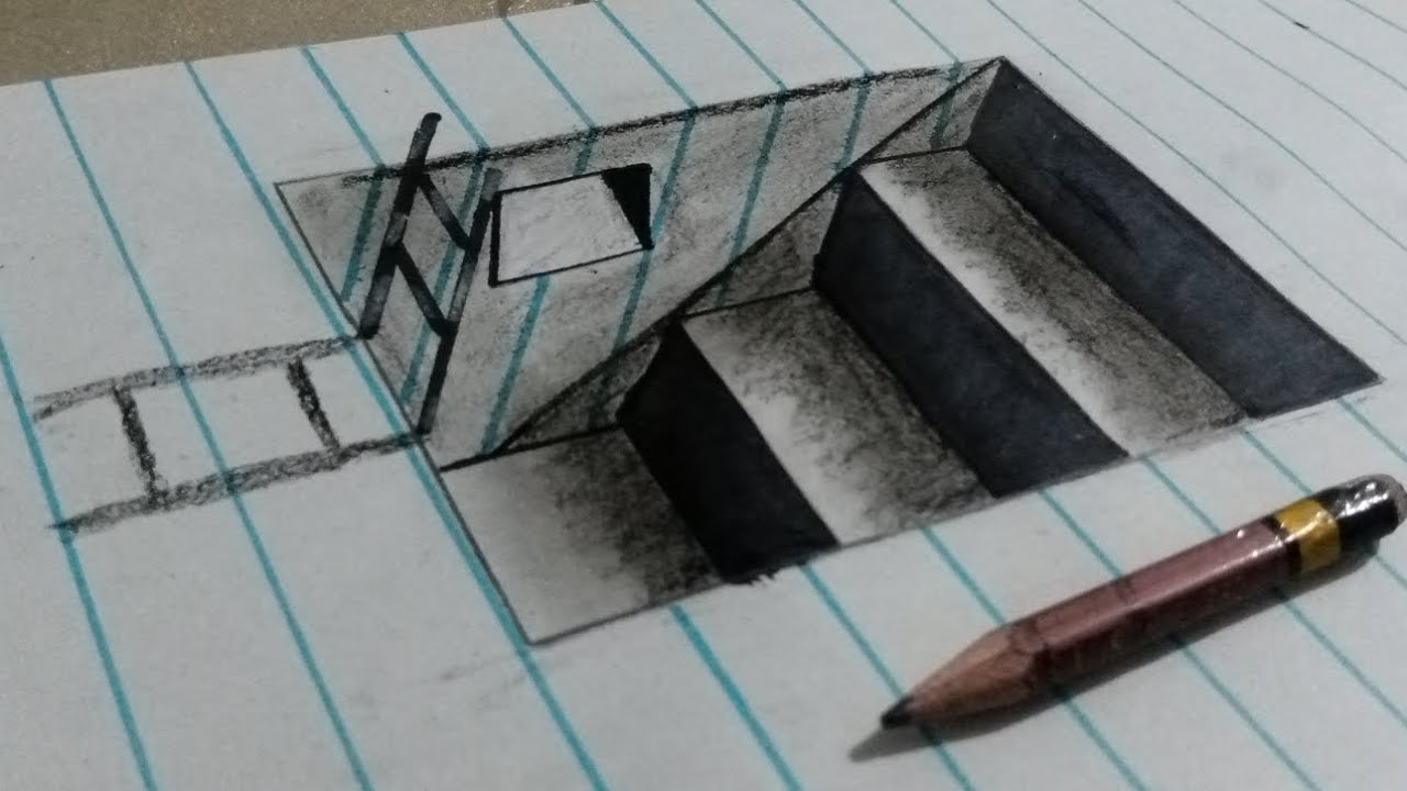 3D Easy Stairs Drawing on paper for beginner|| Step by step|| #art # ...