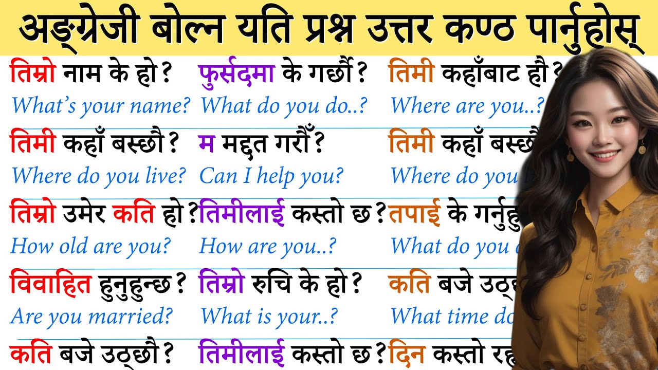 यसरी अङ्ग्रेजी बोल्न सिकौँ Spoken English Video in Nepali with Wh ...