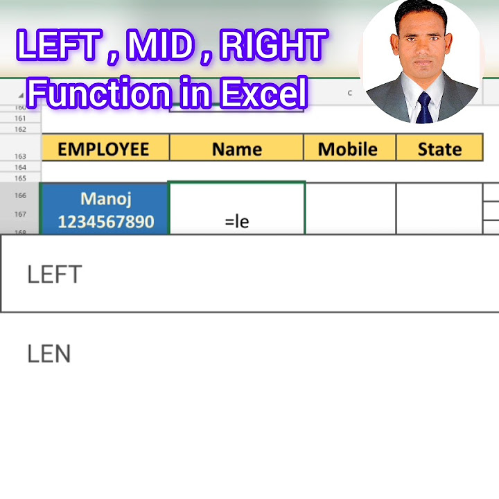 How To Use Left Mid Right Function In Excel Youtube