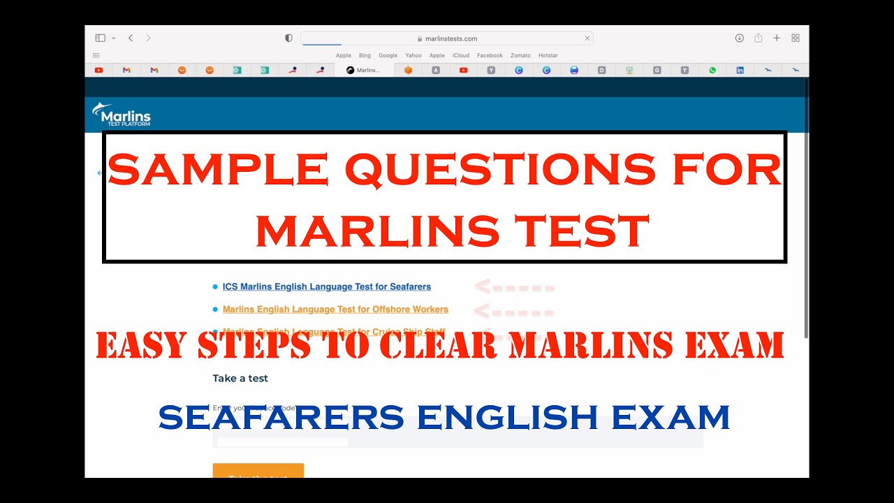 SAMPLE QUESTIONS FOR MARLINS TEST | SEAFARERS ENGLISH EXAM | PASSENGERS ...