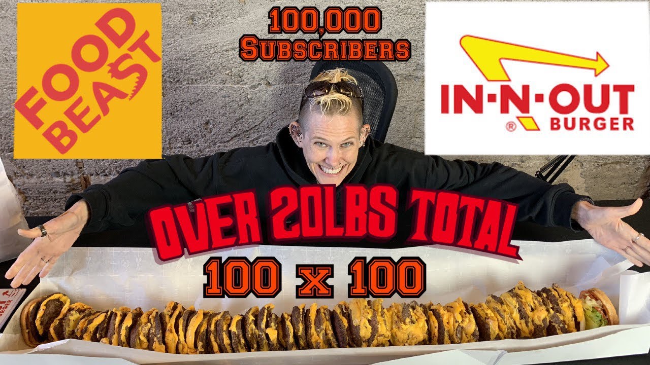 IN N OUT BURGER 100 X 100 WORLD RECORD 100K SUBS 20 LBS IMPOSSIBLE NATIONAL BURGER DAY in-n-out-burger-100-x-100-world-record-100k-subs-20-lbs-impossible-national-burger-day