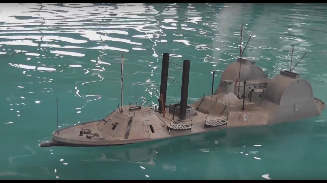 Battleship "Choctaw" in action at steam exhibition Karlsruhe EDHT 2015 ...