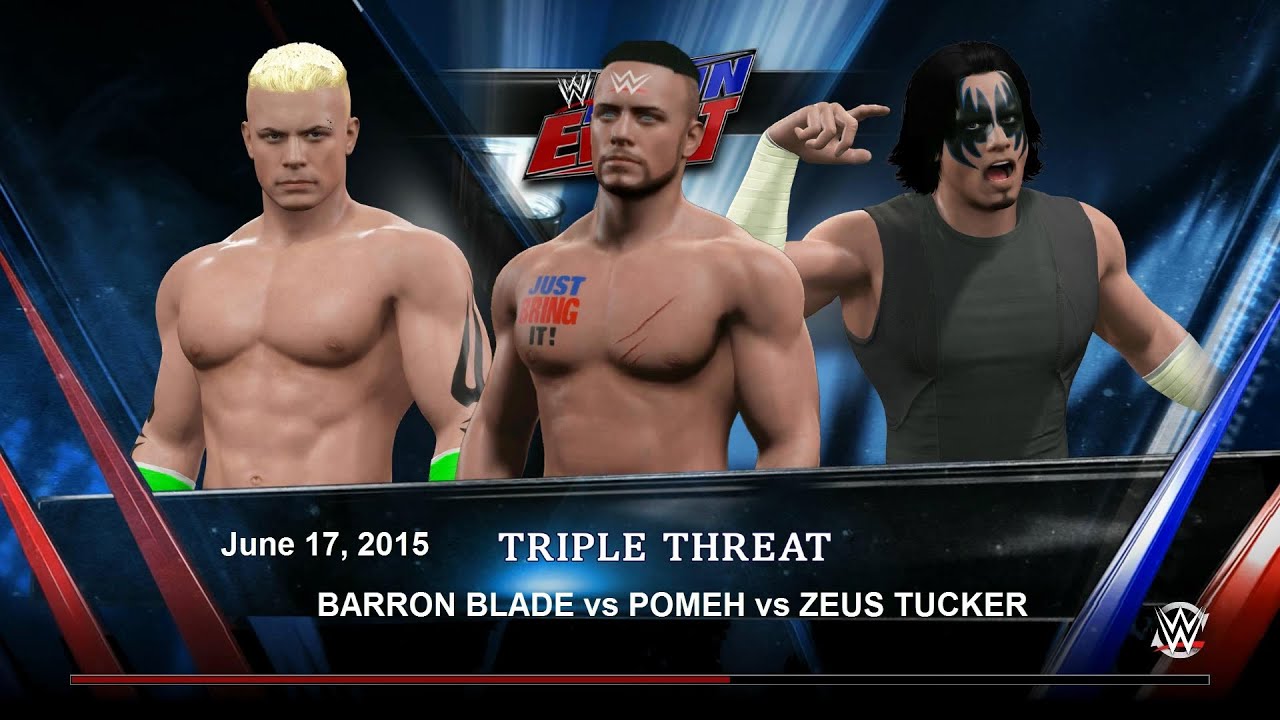 WWE 2K15. POMEH vs BARRON BLADE vs ZEUS TUCKER - YouTube