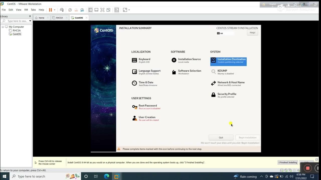 How to install CentOS 9 Stream on VMware A to Z - YouTube