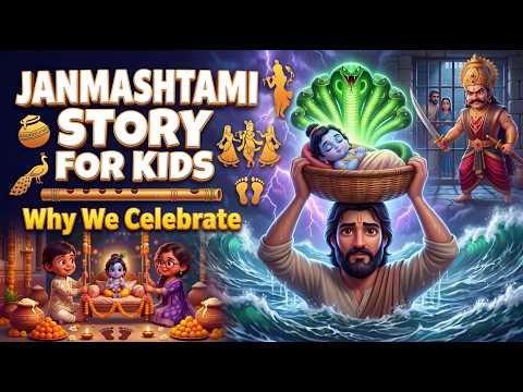 Janmashtami Story for Kids | Why We Celebrate (🦚🍯🙏) | Krishna and Kansa story | Manutopia