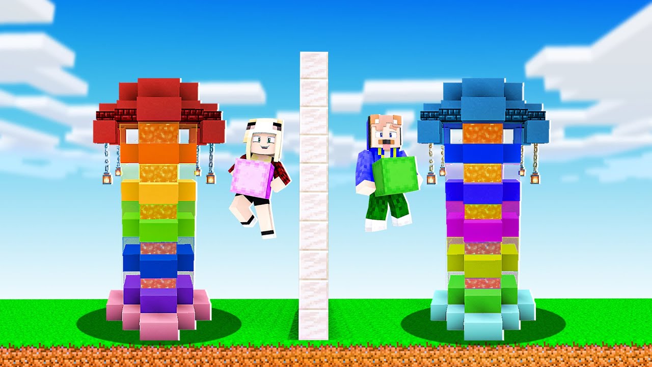 DEN HÖCHSTEN MINI RAINBOW TOWER BAUEN IN MINECRAFT! 1 BLOCK CHALLENGE ...